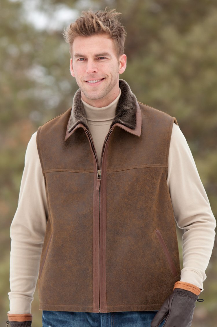 Hayden Shearling Sheepskin Vest with Leather Trim | Overland