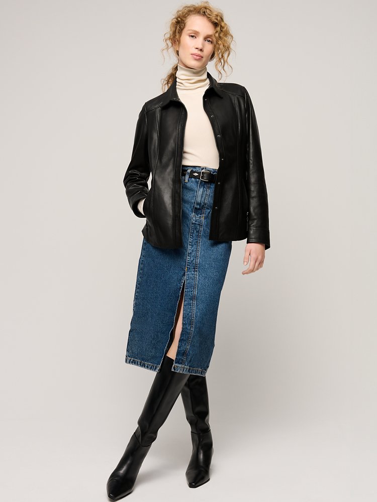Zadie Leather Shirt Jacket | Overland