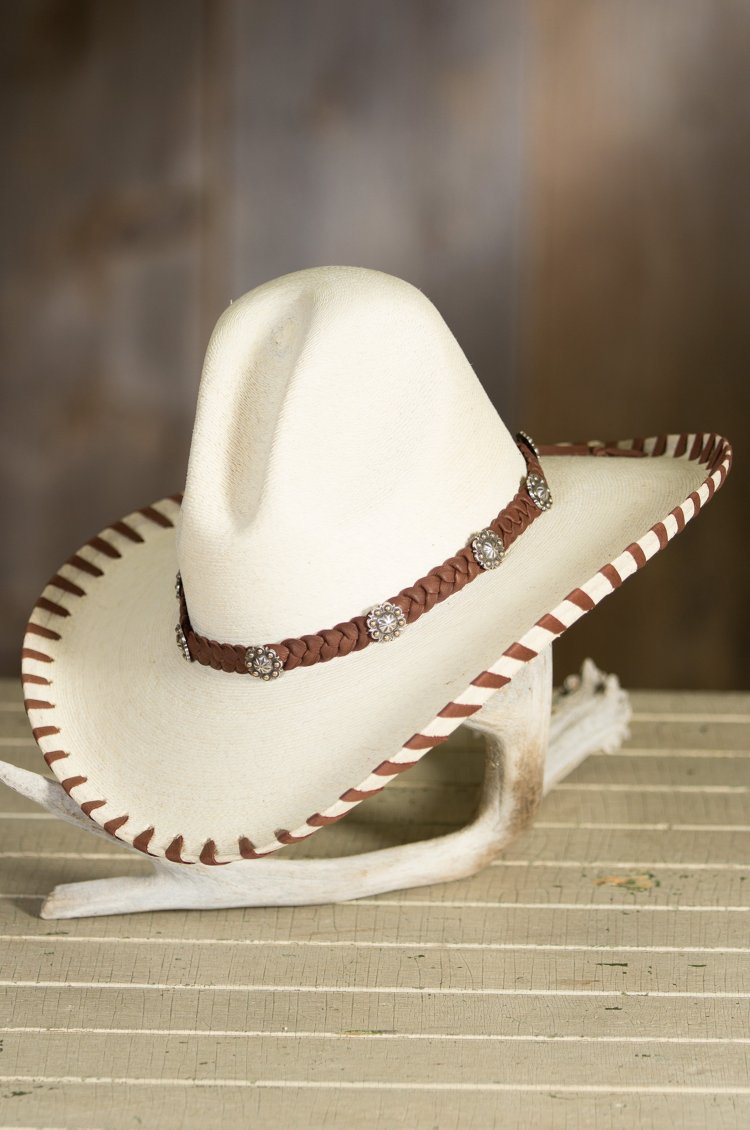 Patricia Wolf Gus Straw Hat with Braided Deerskin Leather Trim | Overland