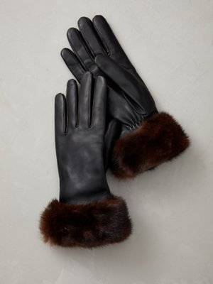 Cashmere Lined Leather Gloves Women